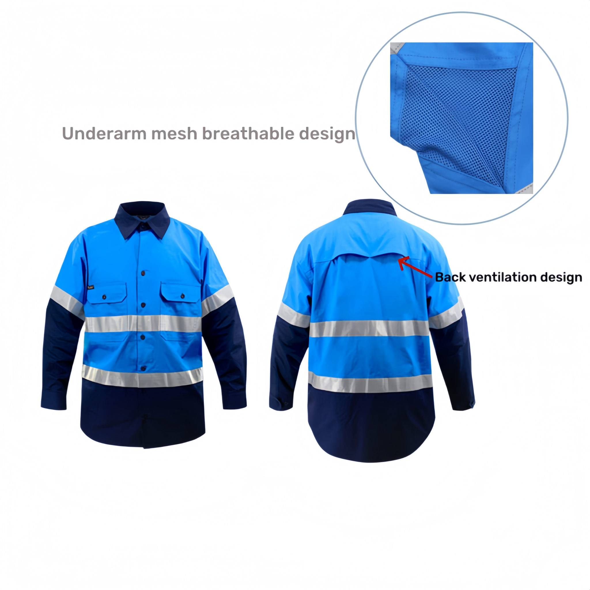 Custom Reflective Work Shirts: Breathable Long Sleeve Safety Shirts for ...